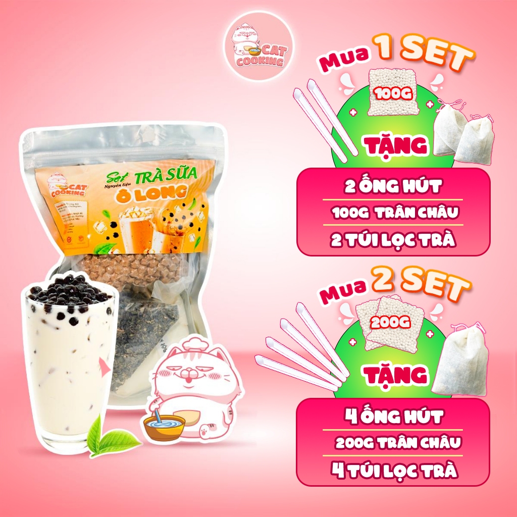 Set nguyên liệu pha trà sữa Ô Long thành phẩm 30 35 ly - CAT COOKING ...