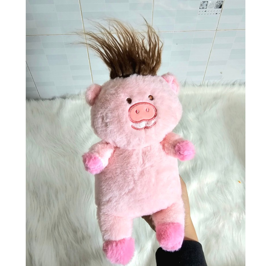 Gấu Bông Heo Tóc Xù Đáng Yêu, Thú Nhồi Bông Con Heo Hồng Có Tóc Có Thể ...