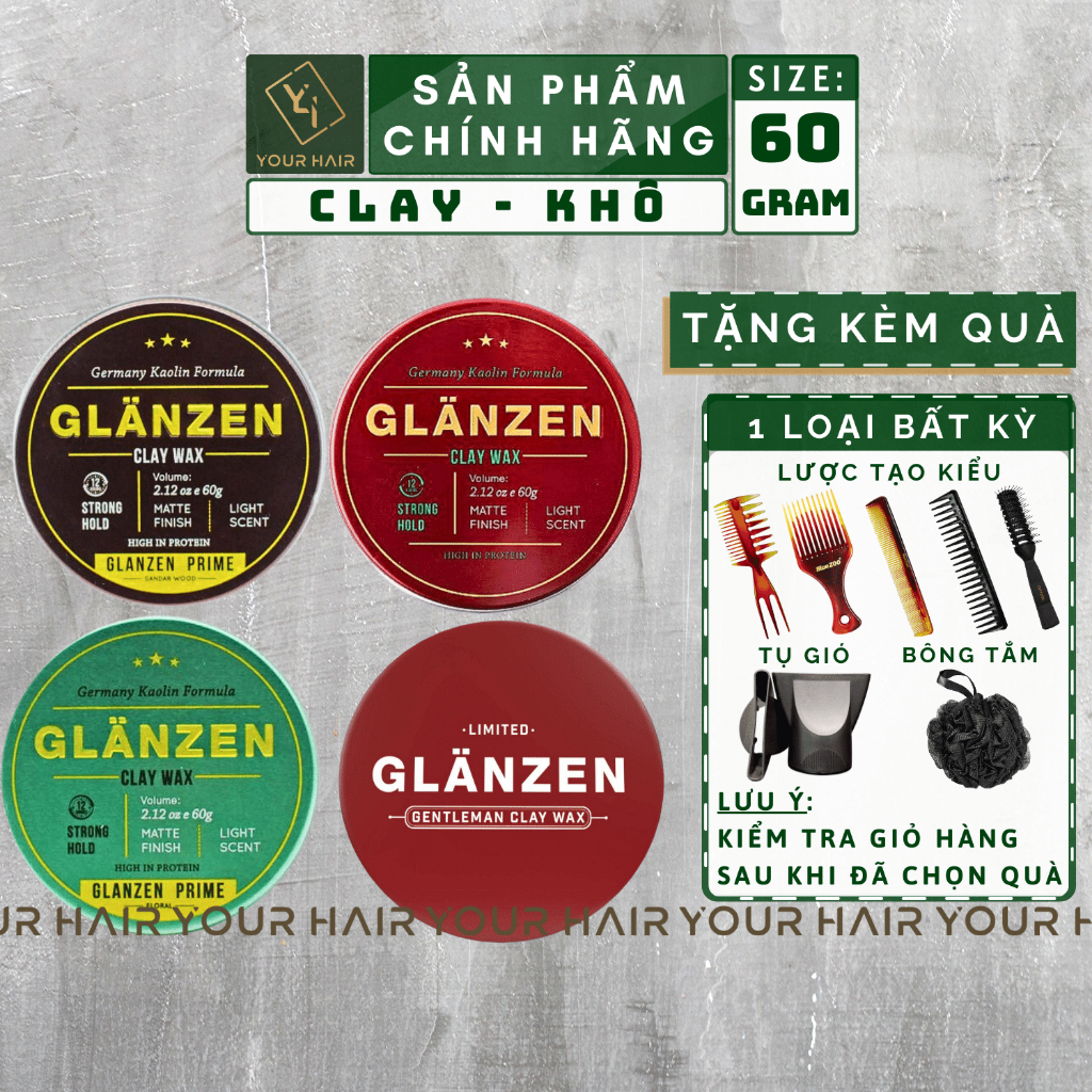 Sáp vuốt tóc Glanzen Clay Wax - 60gr | Original, Floral, Sandalwood ...
