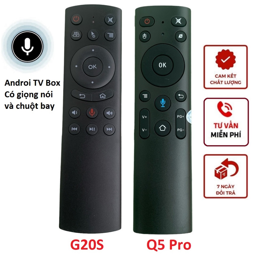 Điều khiển TV Box Android G20S và Q5 Pro có giọng nói, chuột bay hàng ...