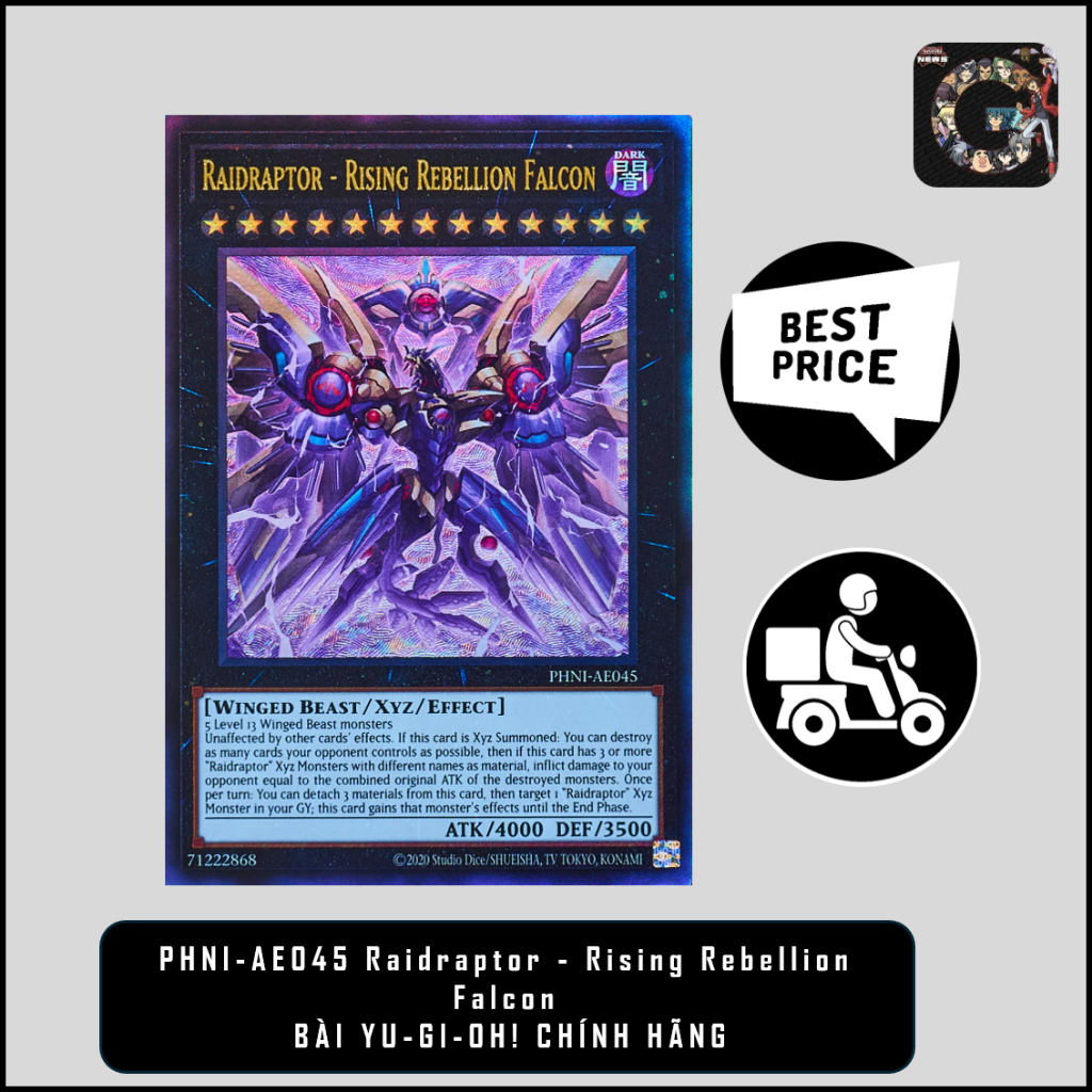 Thẻ Bài Yugioh Chính Hãng-Ngôn Ngữ Tiếng Anh- AE:PHNI-AE045 Raidraptor ...