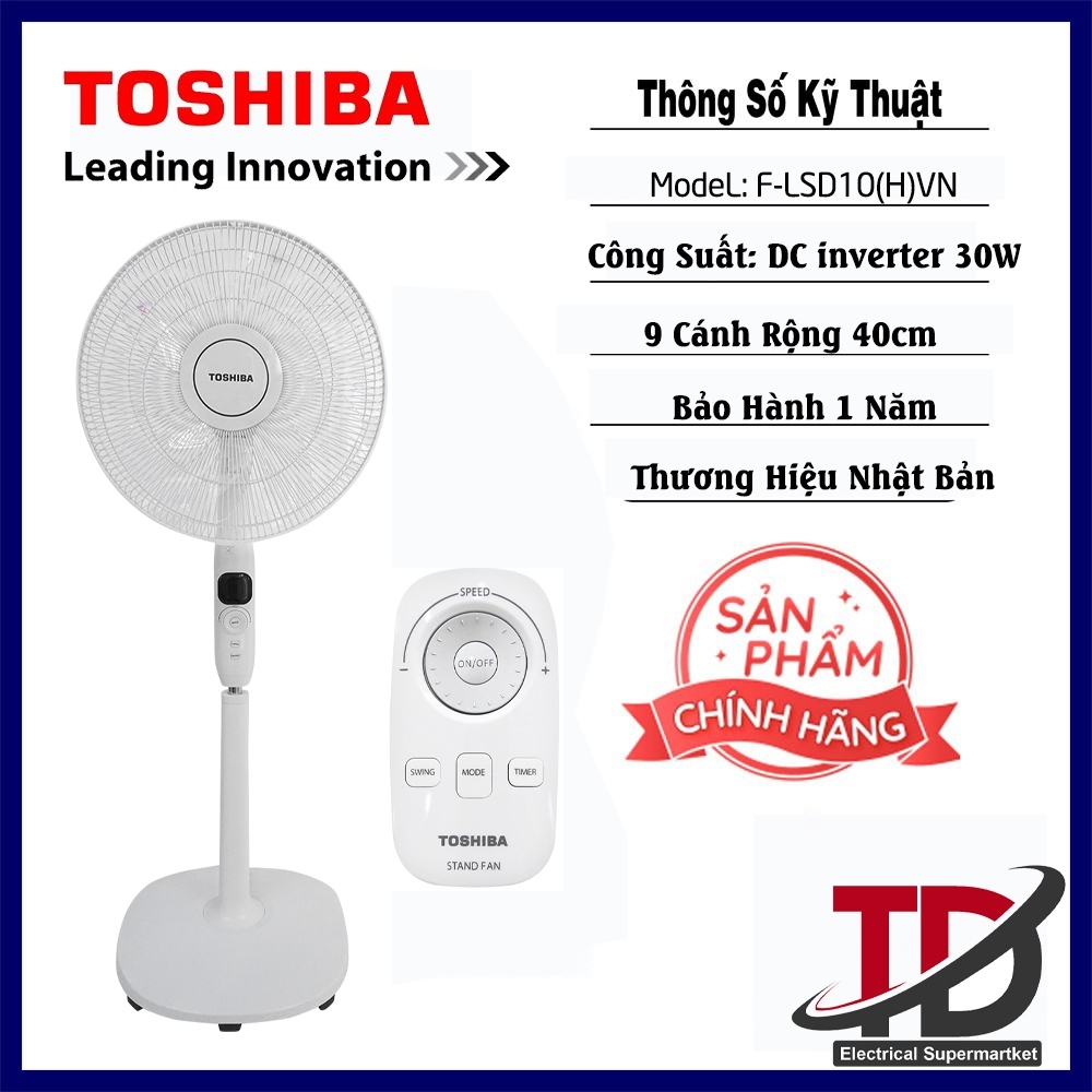 Quạt Đứng Toshiba F-LSD10(H-W)VN, Động Cơ DC inverter 9 Cánh 26 Tốc Độ Gió, Hàng Chính Hãng ...