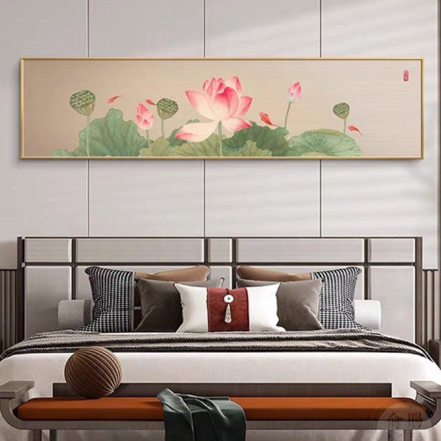Tranh hoa sen khổ ngang treo tường phòng ngủ | Tranh canvas treo tường phòng khách, Tranh hoa ...