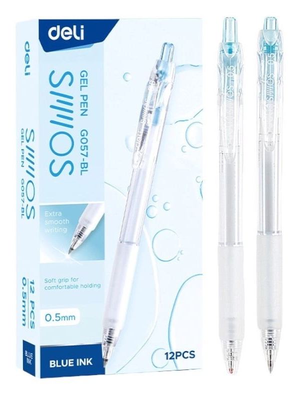 Hộp 12 bút bi nước gel Deli 0.5mm G057 - chính hãng- thay được ruột béo M&G, Deli | Shopee Việt Nam