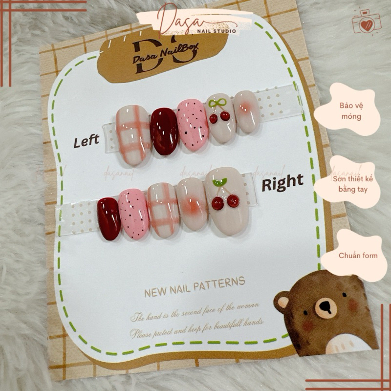 MÓNG TAY GIẢ form hàn quốc tròn ngắn Dasa thiết kế nail box họa tiết ...