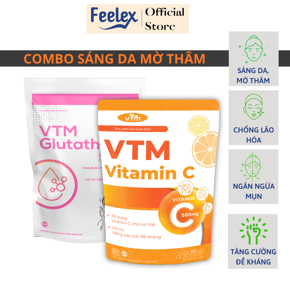 Combo viên uống VTM Glutathione và Vitamin C tăng cường sức đề kháng ...