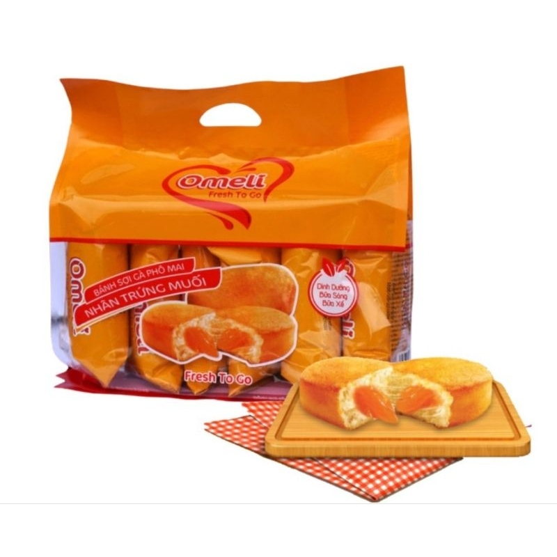 Bánh Bông Lan Sợi Gà Phô Mai Omeli Nhân Trứng Muối 168g ( 28g × 6 gói) | Shopee Việt Nam