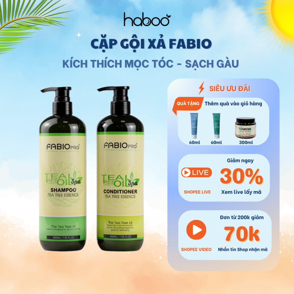 Dầu xả tinh dầu trà ngăn gàu & giảm gãy rụng FABIO | Shopee Việt Nam