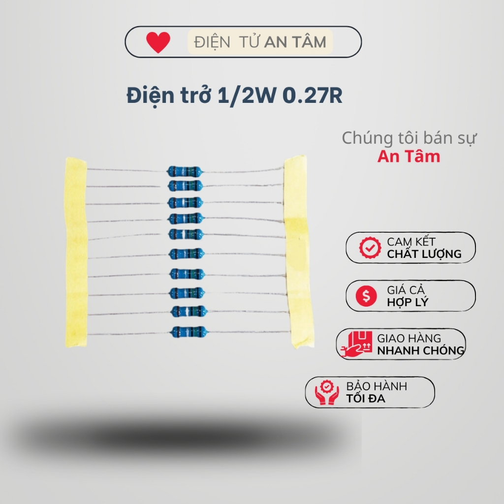 Điện trở vạch 1/2W 0.27R 1% chân đồng túi 10 con chất lượng cao điện tử an tâm | Shopee Việt Nam