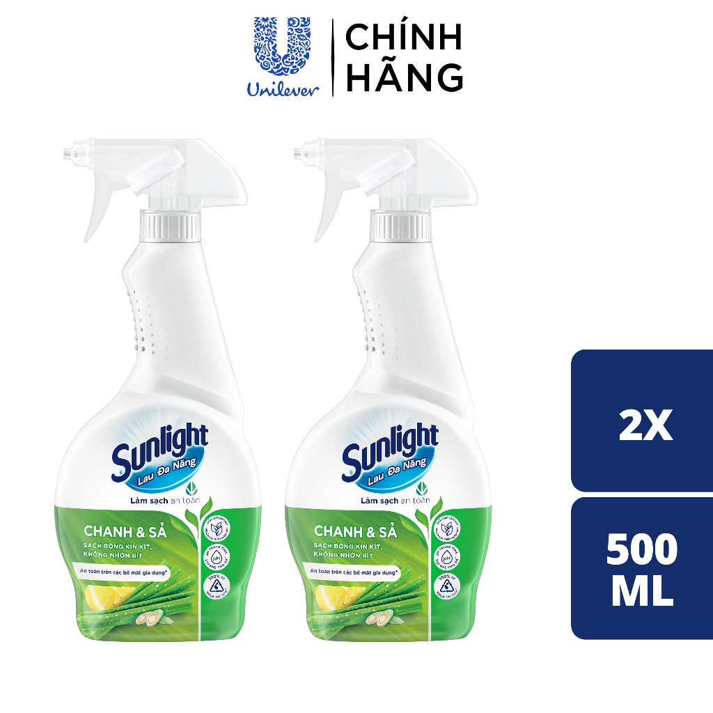 Combo 2 Nước lau đa năng Sunlight Chanh & Sả|Phiên bản nâng cấp từ Cif ...