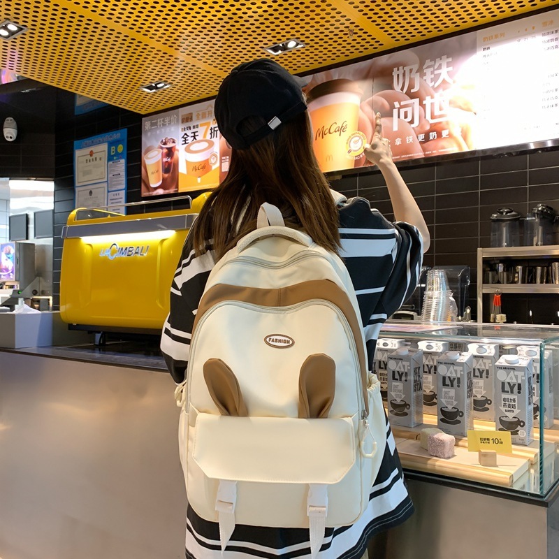 Balo nam nữ đi học vải canvas chống thấm tai thỏ dễ thương tặng kèm sticker Mim Mim Store BHO235 ...