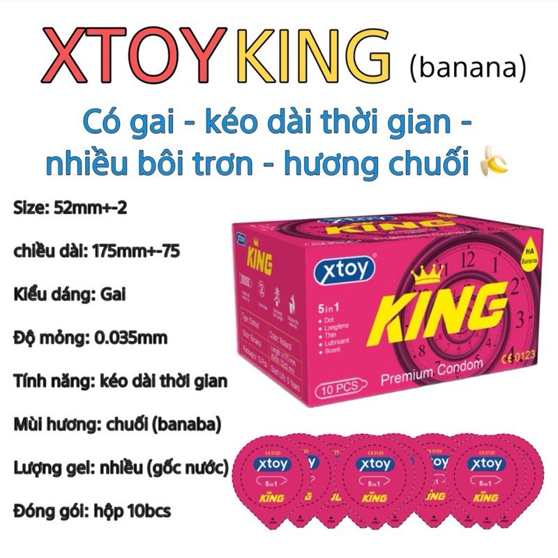 Bao cao su gai XTOY King 5in1, kéo dài thời gian quan hệ, gân gai ...