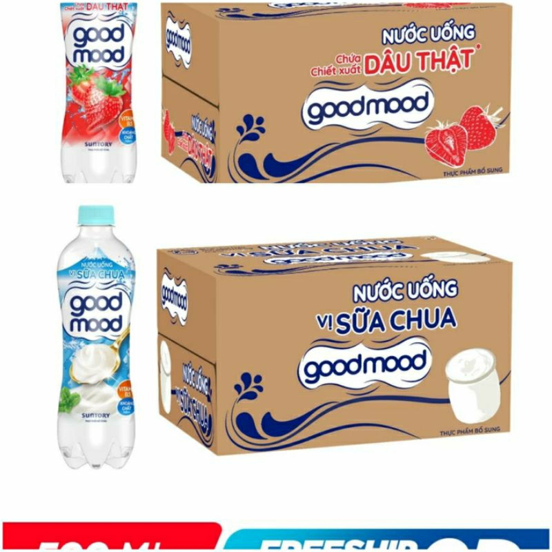 Thùng 24 chai goodmood vị dâu/sữa chua 450ml | Shopee Việt Nam