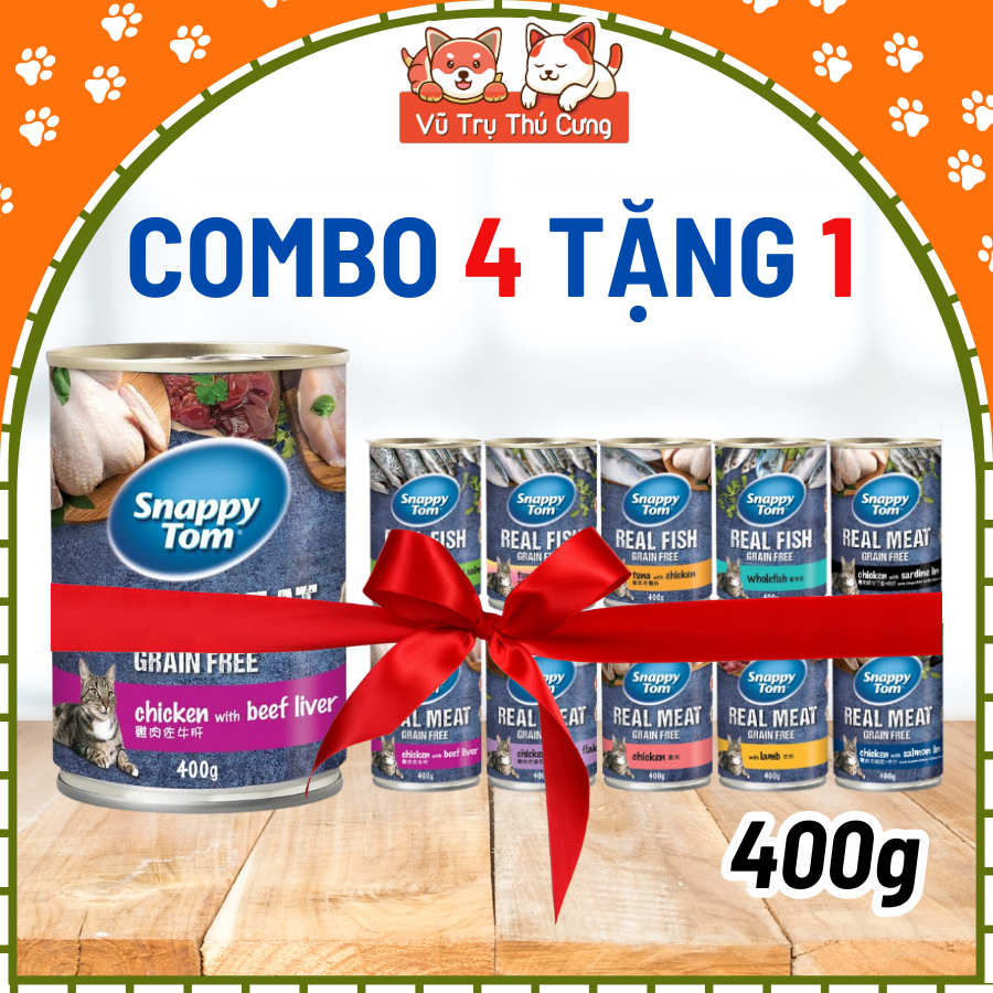 (Combo 4 Tặng 1) Pate Lon Pate Snappy Tom Cho Mèo 400g | Shopee Việt Nam