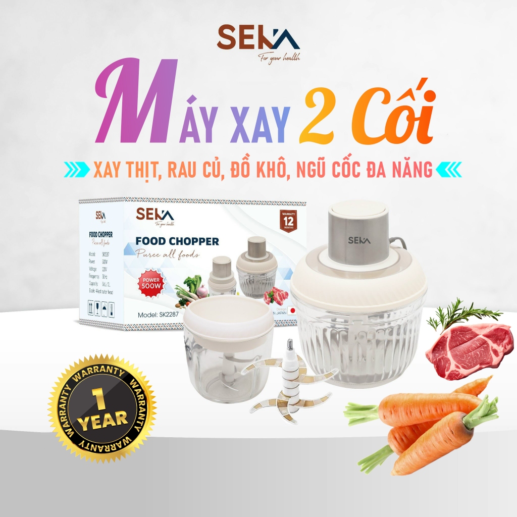 Máy xay 2 Cối máy xay thịt cá, rau củ, đồ khô cối xay đa năng SEKA cối ...