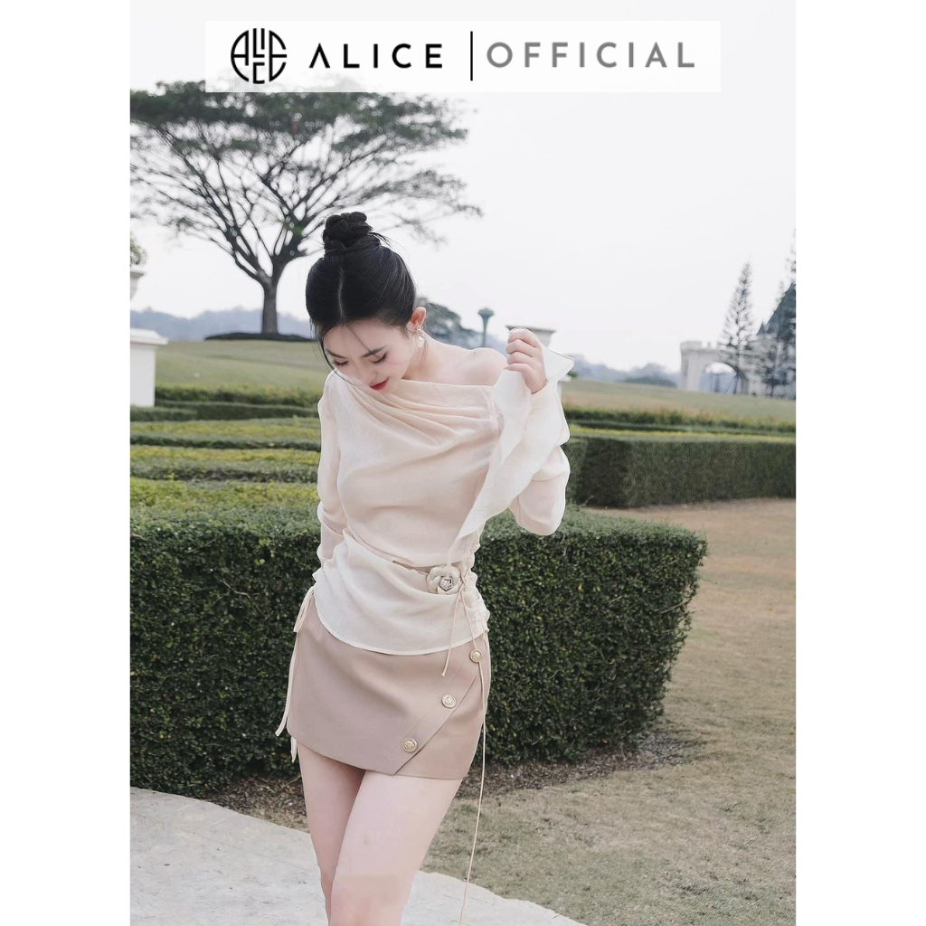 Set Đồ Nữ Áo Lệch Vai Tay Loe Cổ Xếp Li Kèm Chân Váy Dáng Ôm ALICE Chất ...