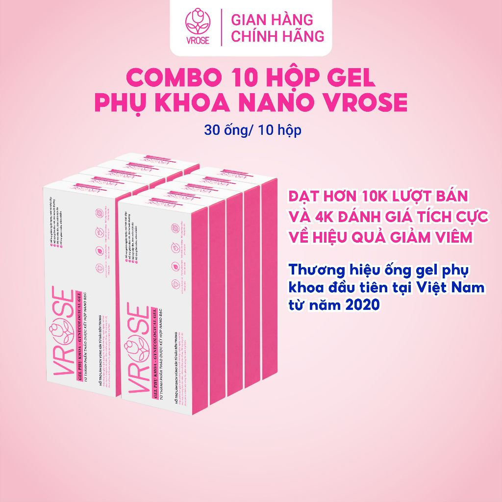 Combo 10 hộp Gel phụ khoa nano Vrose làm sạch vùng kín | Shopee Việt Nam