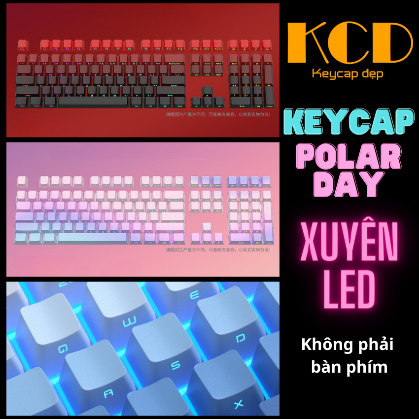 Bộ Keycap Polar Day xuyên led, Gradient, Keycap Ninja Side Print kí tự ...