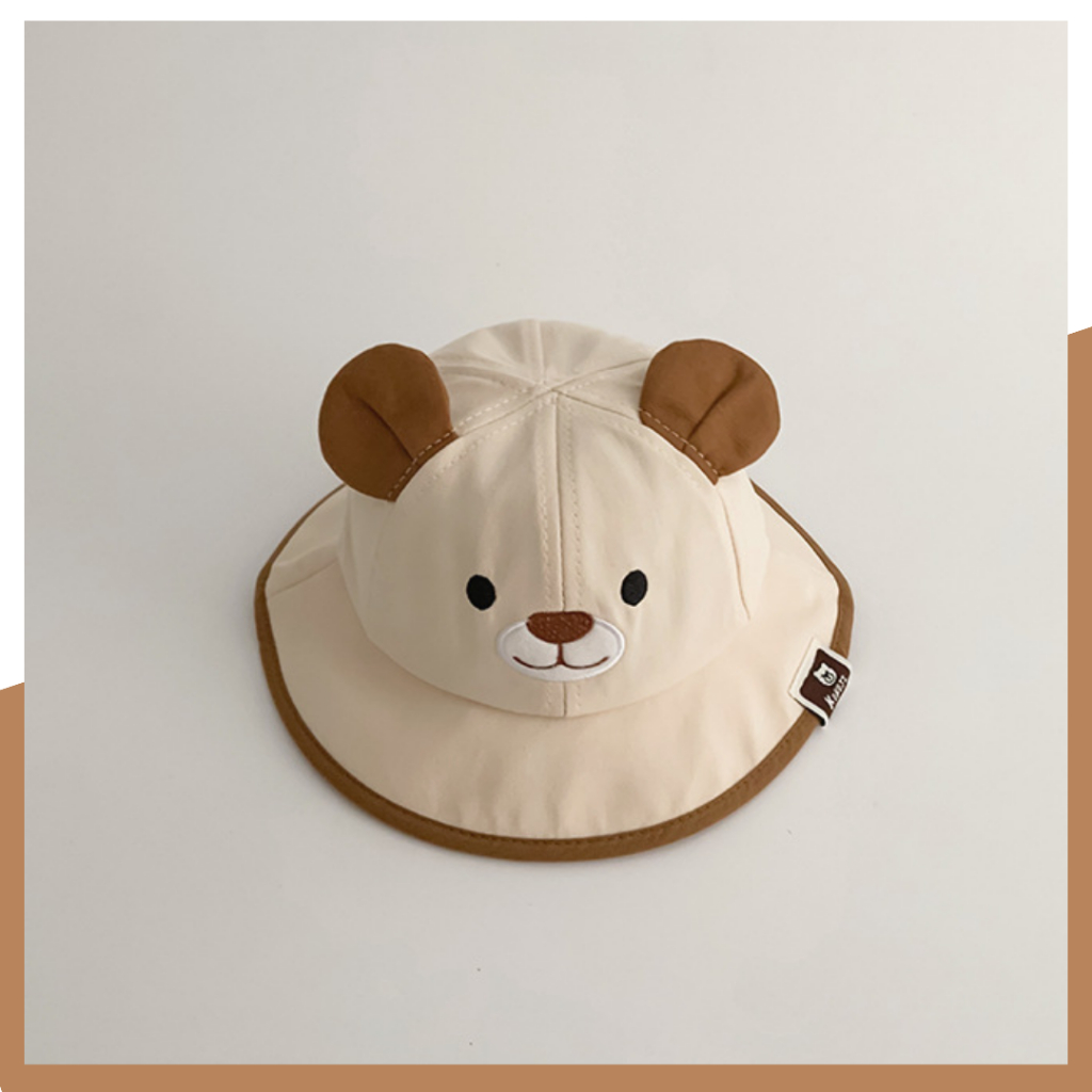 Mũ chống nắng cho bé gái bé trai bucket hình gấu Kuma Kids, nón vành tai bèo cho bé dưới 2 tuổi ...