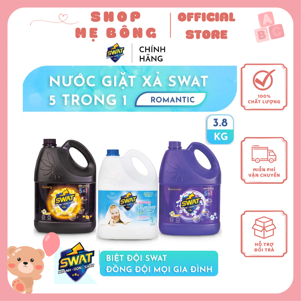 Nước giặt xả Swat 5in1 đậm đặc can 3.8kg | Shopee Việt Nam