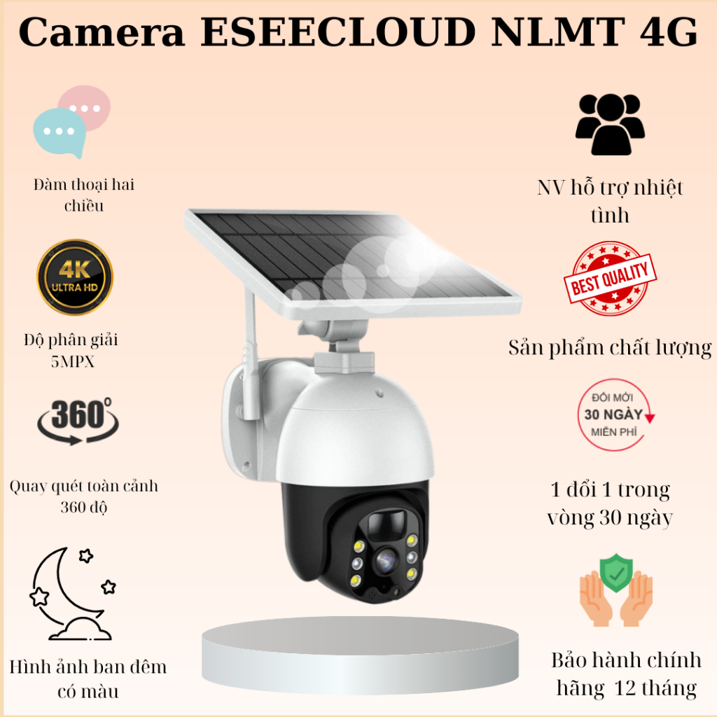 (Lỗi 1 đổi 1) Camera thương hiệu ESEE năng lượng mặt trời có khe gắn ...