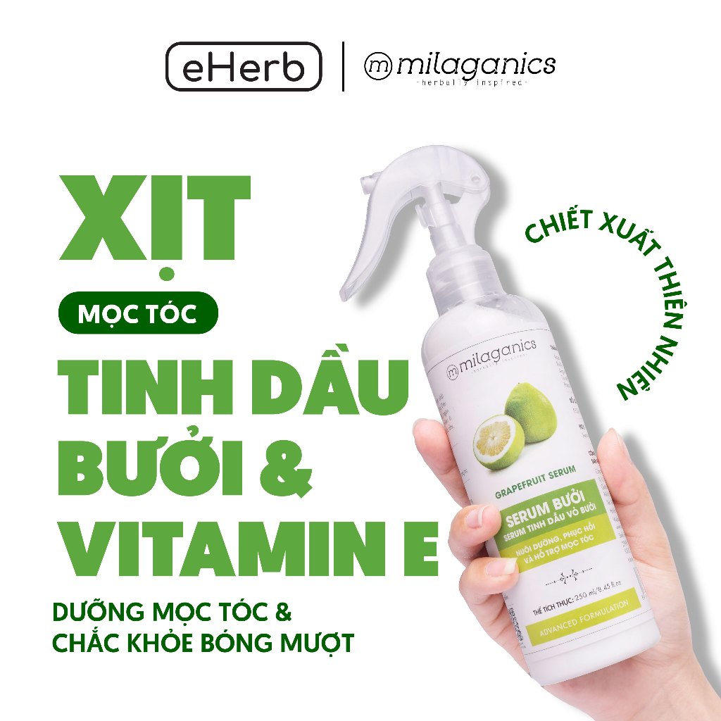 Xịt bưởi mọc tóc MILAGANICS chiết xuất từ tinh dầu bưởi, hạn chế rụng ...