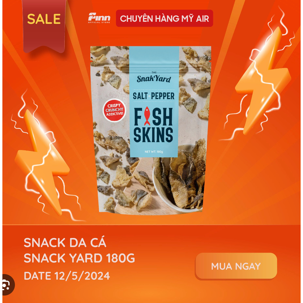 [SALE] Snack da cá Snack Yard Salt Peper Fish Skins 180g (Bịch ...