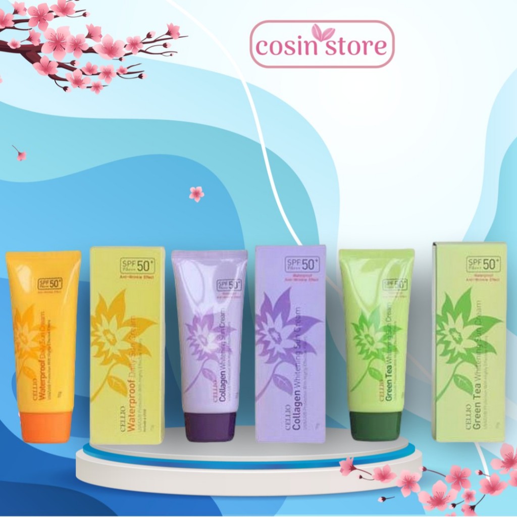 Kem chống nắng Cellio 70g Green Tea , Collagen , Watterproof SPF 50 ...