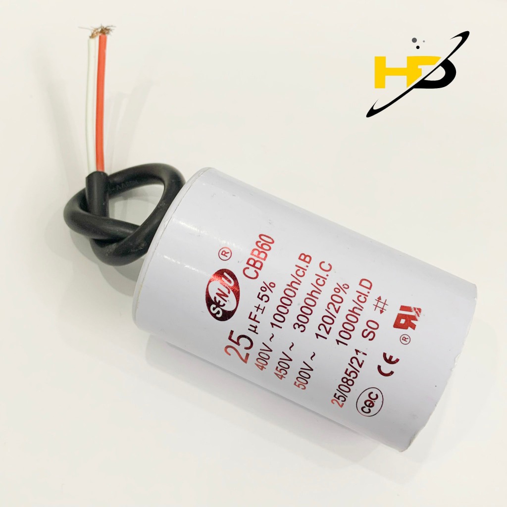 Tụ Khởi Động 25uF 450V CBB60 Chính Hãng Senju Màu Trắng | Shopee Việt Nam