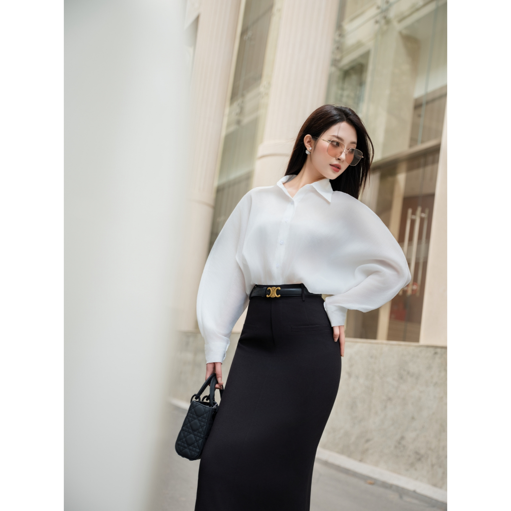 Áo Sơ Mi Cổ Đức Tay Dơi Thời Trang by LEMIA Design - 24A081 | Shopee ...