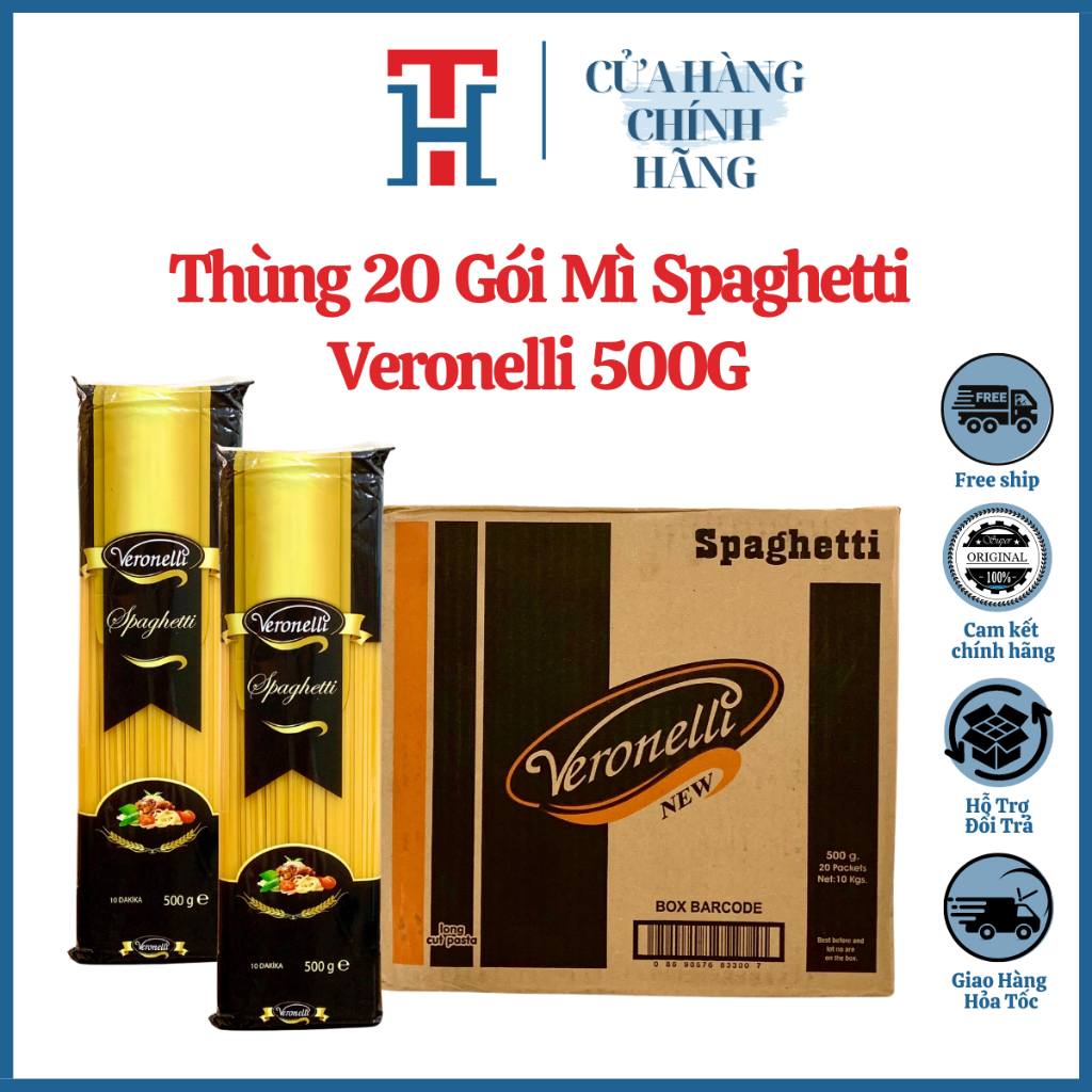 [Giá Sỉ] Thùng 20 Gói Mì Ý Sợi Tròn Spaghetti Veronelli 500G/Gói Nhập ...