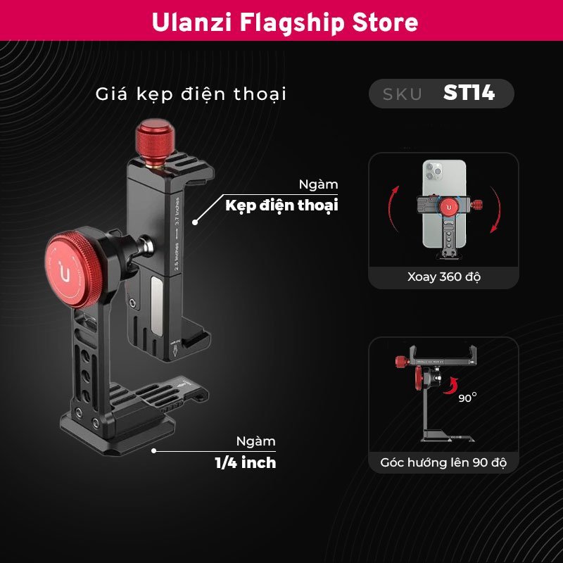 Ulanzi ST-14 Iron Man III Metal Giá kẹp điện thoại full kim loại xoay ...
