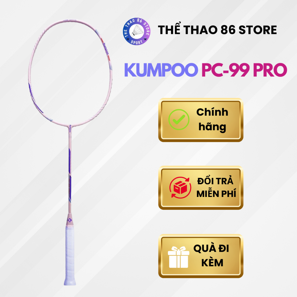 VỢT CẦU LÔNG KUMPOO PC 99 PRO HỒNG CĂNG MAX 12,7KG TẶNG KÈM QUẤN CÁN, TÚI ĐỰNG VỢT + DÂY CĂNG ...