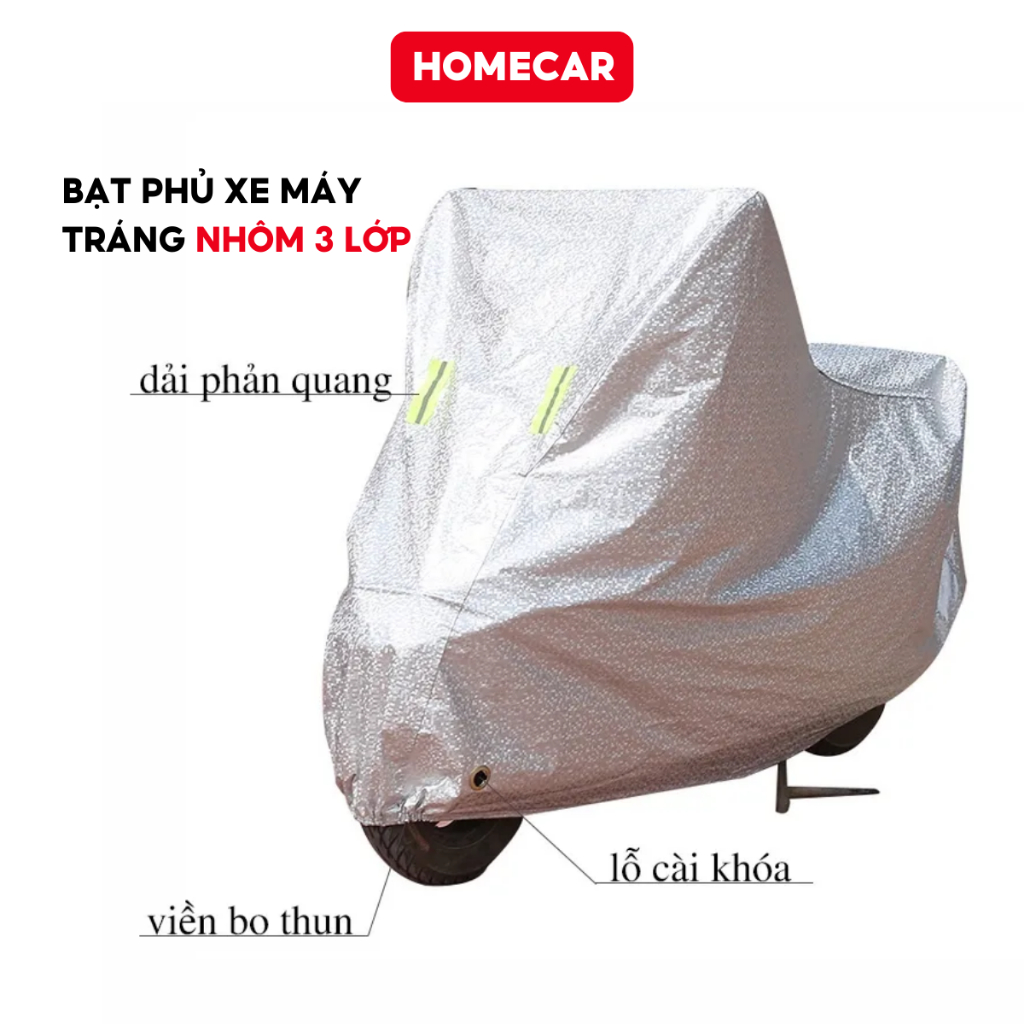 Bạt Phủ Xe Máy Vải Tráng Nhôm 3 Lớp Dày Dặn 2 Mặt Trùm Phủ Bọc Xe Chống ...