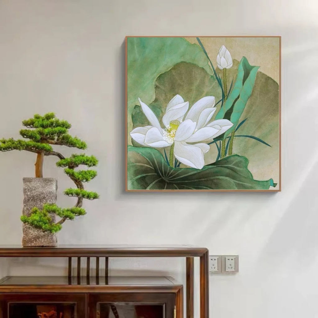 [Nhiều mẫu] Tranh hoa sen treo tường phòng khách, phòng thiền trà I Tranh Canvas hoa sen an yên ...