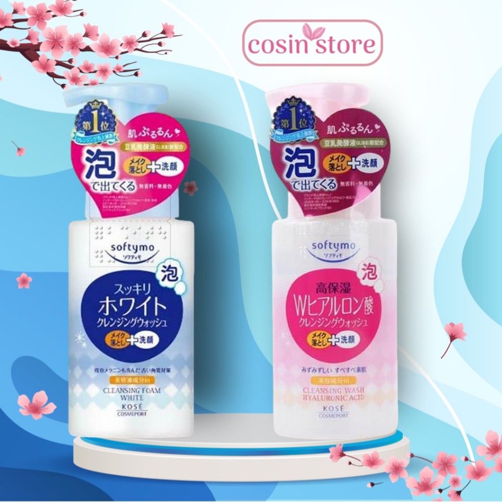 Sữa Rửa Mặt Tạo Bọt Cosmeport Kose Softymo Cleansing Wash White Hyaluronic Acid 200ml Cosin ...