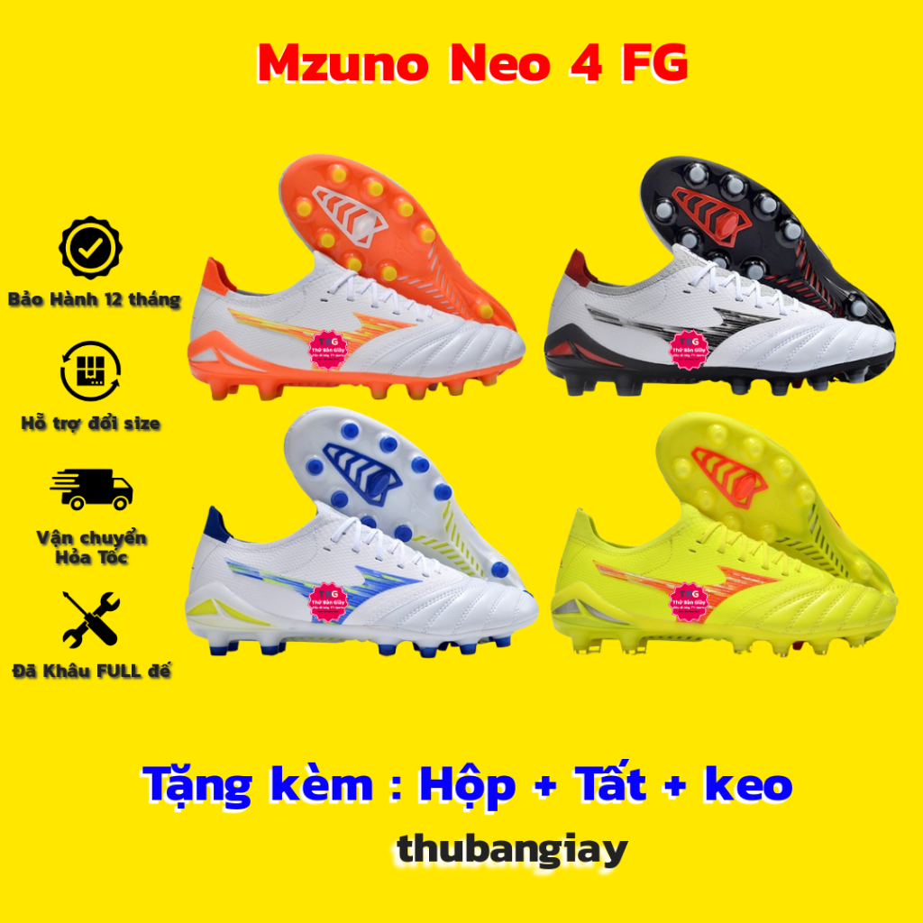 Giày đá bóng cỏ tự nhiên Miduno Neo 4 Pro FG Da Đệm Êm Ái | Shopee Việt Nam