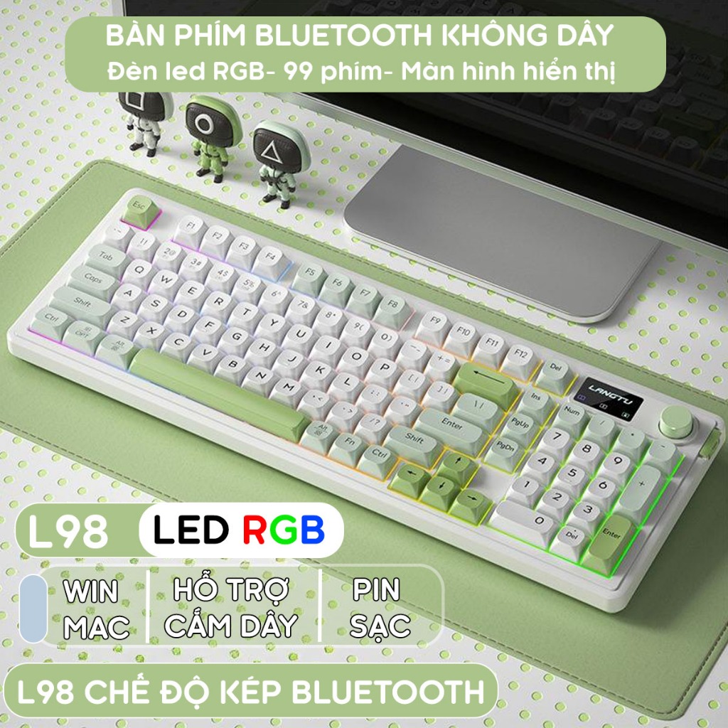 LangTu L98 Bàn Phím Giả Cơ Không Dây Bluetooth, 3 Chế Độ Kết Nối , Pin ...