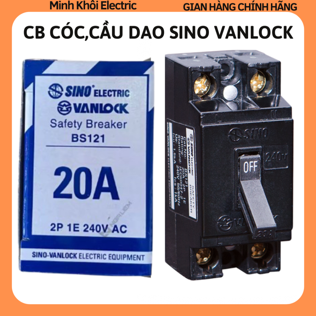 Cầu dao Sino Vanlock BS121,át nổi Sino,CB cóc,aptomat,cầu dao tự động,át cóc Sino,atomat Vanlock ...