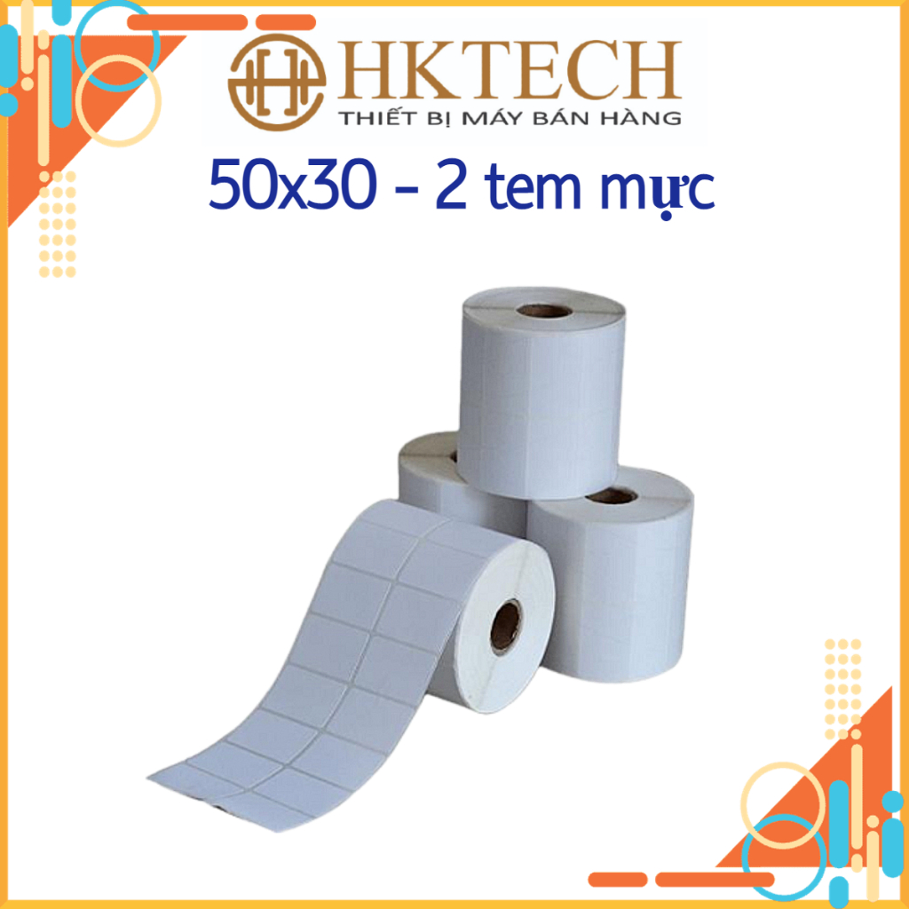 Decal 50x30 in mực, giấy in tem nhãn mã vạch 50x30 mm, cuộn 50m ...
