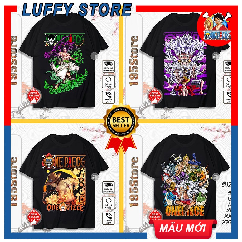 Áo One Piece, Áo Luffy Gear 5, Zoro, Sanji, Ace mẫu mới, chất thun co ...