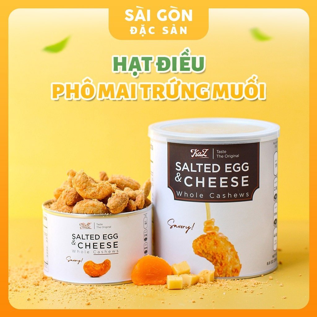 Hạt Điều Phô Mai Trứng Muối Kaz - Salted Egg Yolk & Cheese Cashews Lon ...