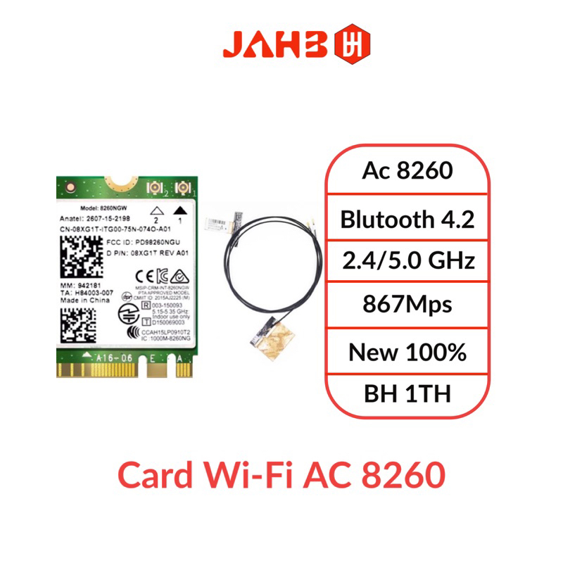 [JH Store] Card Wifi Ac 8260 5Ghz/2.4Hz, Bluetooth 4.2 (tặng anten dán ...