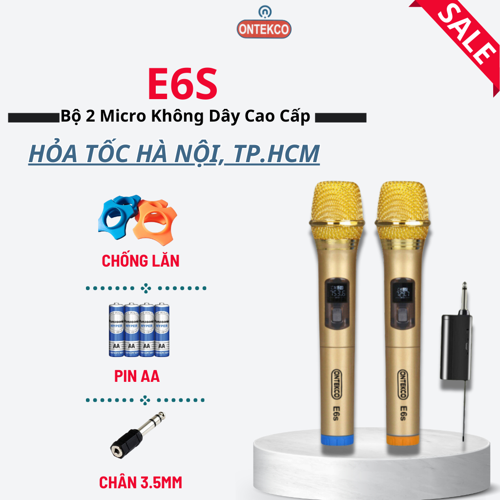 [ONTEK HCM] Bộ Micro Không dây Karaoke ONTEKCO E6S cao cấp - Chuyên ...