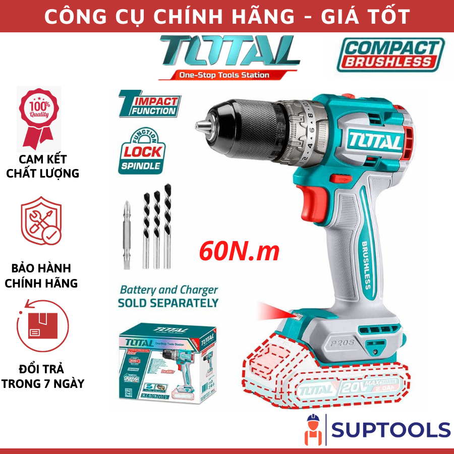 Máy khoan búa không chổi than pin LithiumIon 20V TOTAL TIDLI206021 ...