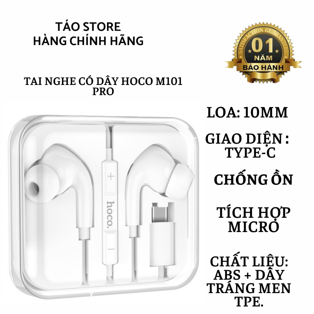 Tai Nghe Có Dây Hoco M101 Pro, chống ồn, dây dài 1m2, type C, điều ...