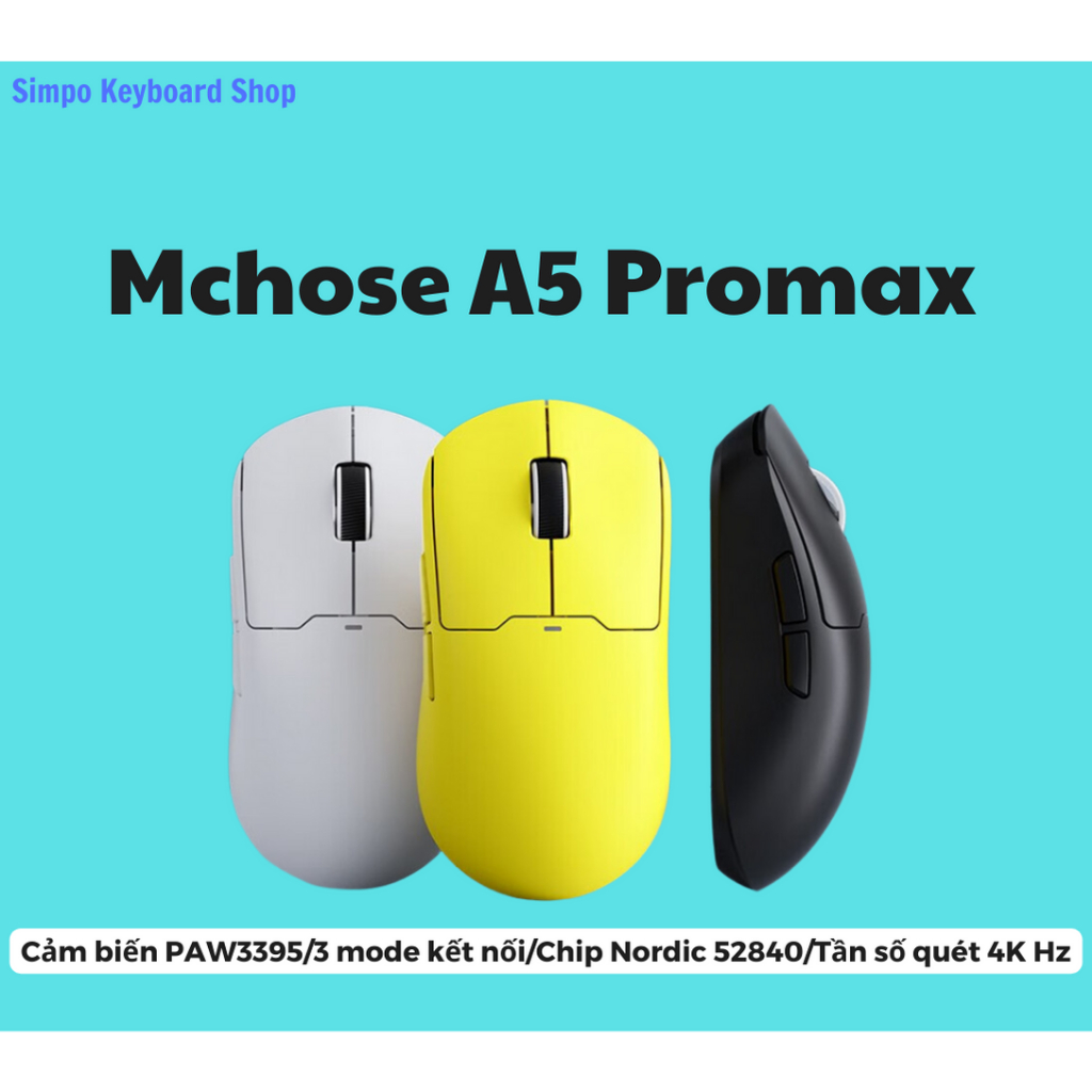 [Sẵn Giao+Tặng griptape] Chuột Không Dây Mchose A5 / A5 Pro / A5 Promax Cảm Biến PAW3395 4K ...