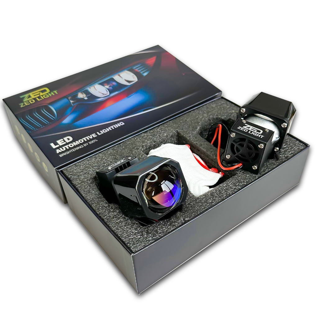 Đèn Bi LED 1.5 ZED LIGHT ,Len Xanh Tím 48W Kèm vòng 3D, Led Mắt Quỷ Xe ...