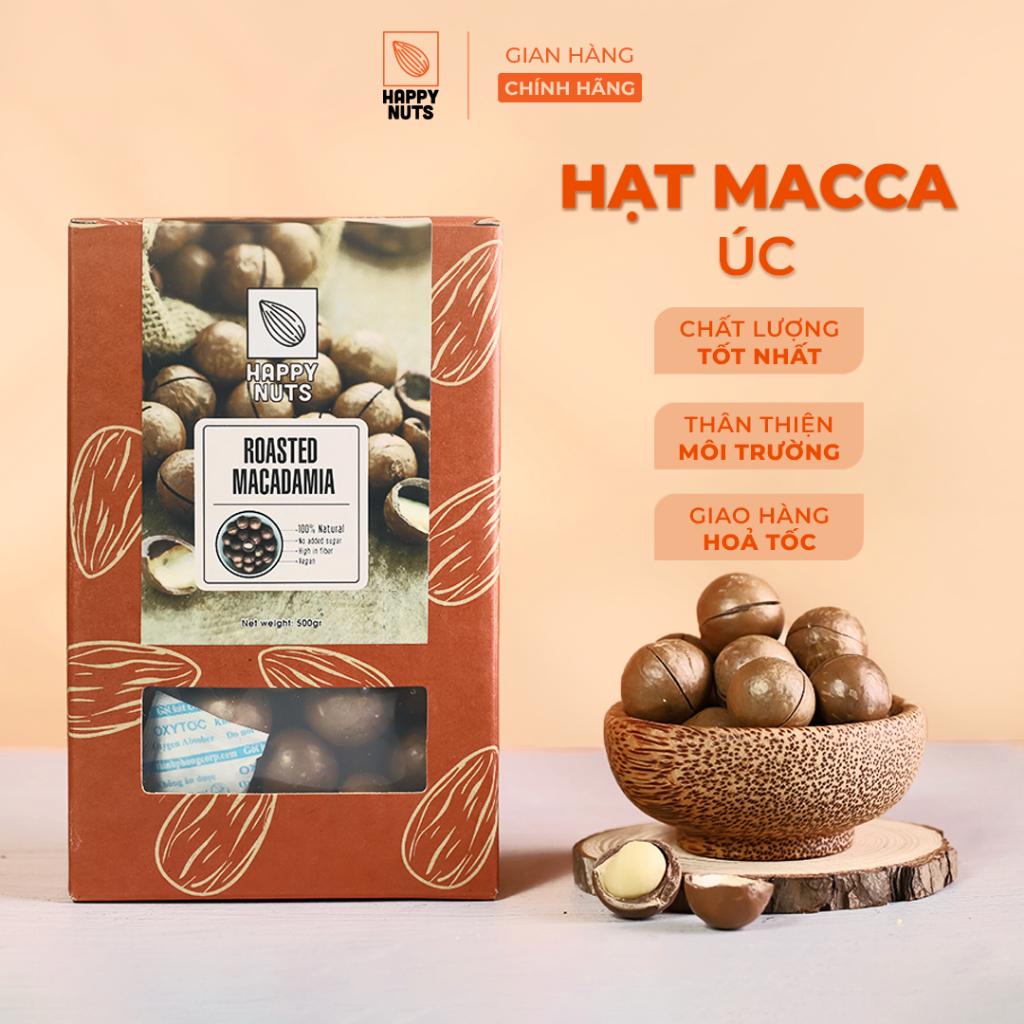 Hạt Macca nứt vỏ HAPPY NUTS Macca Úc 250gr, 500gr - quà tặng bà bầu, ăn ...