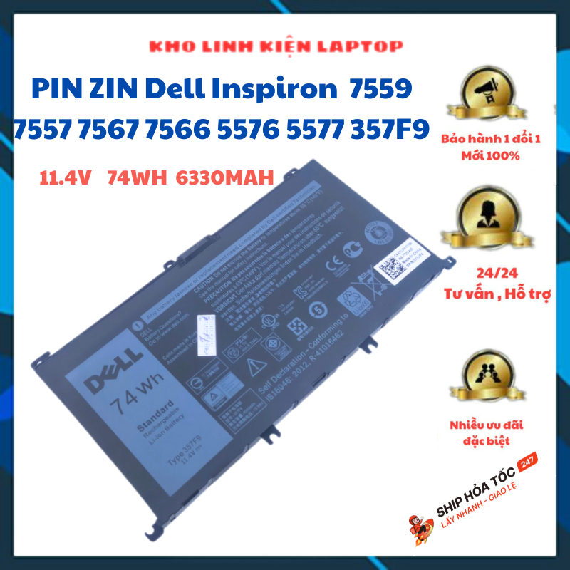 PIN ZIN Dell Inspiron 7559 7557 7567 7566 5576 5577 357F9 | Shopee Việt Nam